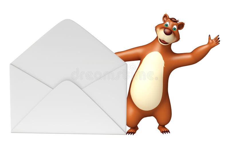 Fun Bear Cartoon Character with Mail Stock Illustration - Illustration ...
