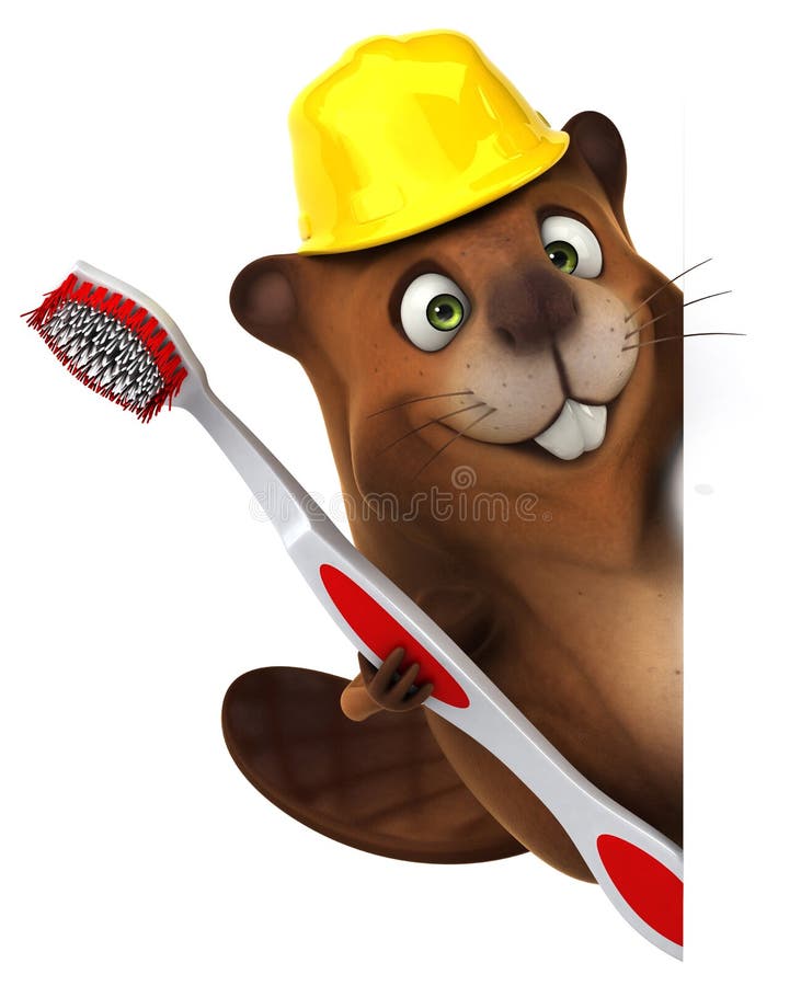 Beaver Dentist Holding a Toothbrush Coloring Page Stock Vector ...