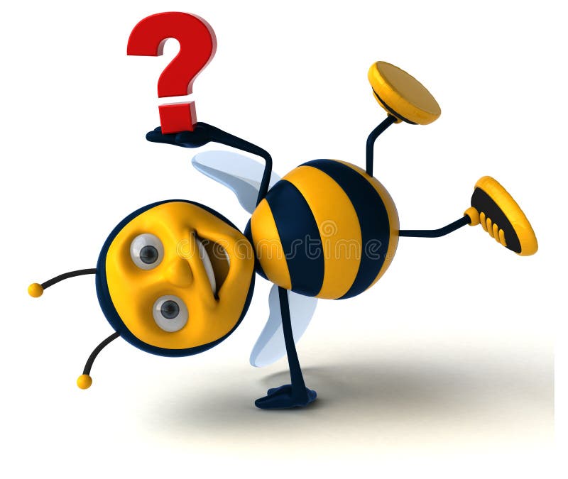 Fun Bee Cartoon Character with Question Mark Sign Stock Illustration ...