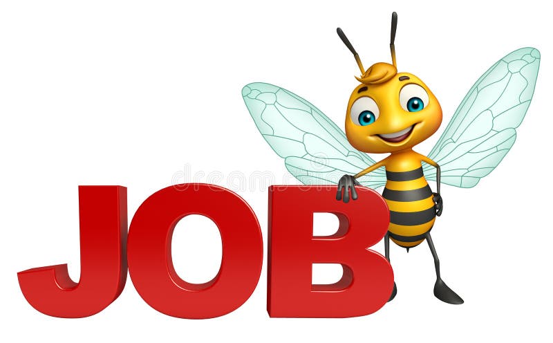Fun Bee Cartoon Character with Job Stock Illustration - Illustration of ...
