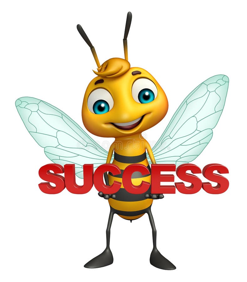 Fun Bee Cartoon Character with Success Sign Stock Illustration ...