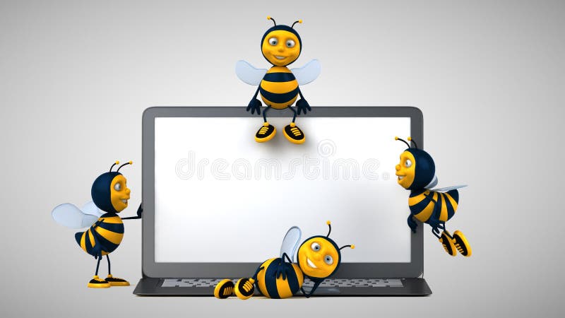 Fun bees next to a laptop stock video. Video of insect - 176129221