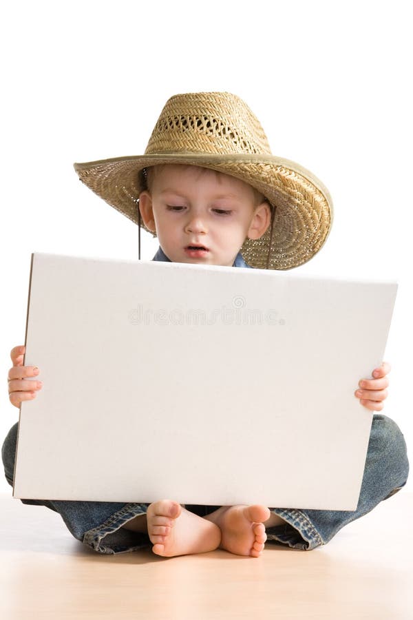 Fun boy with a white paper stock photo. Image of preschooler - 4128574