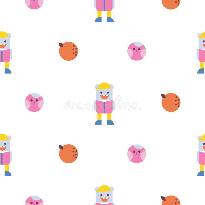 Fun Bright Kids Seamless Pattern with Cute Creatures. Stock Vector ...