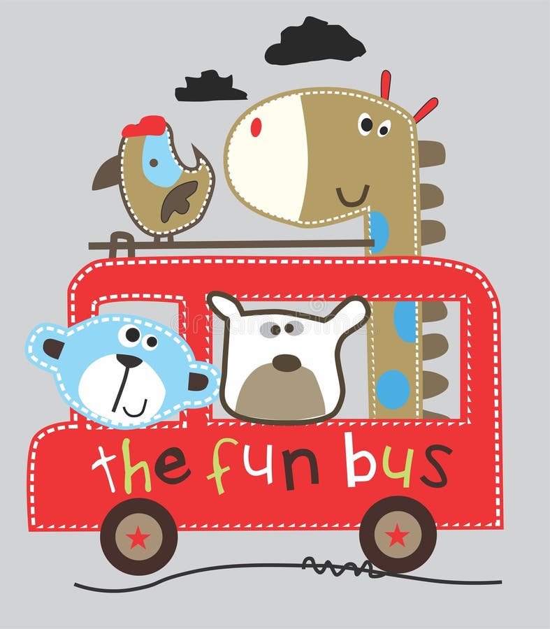 Fun Bus Animals Print Vector Art Stock Vector - Illustration of giraffe ...
