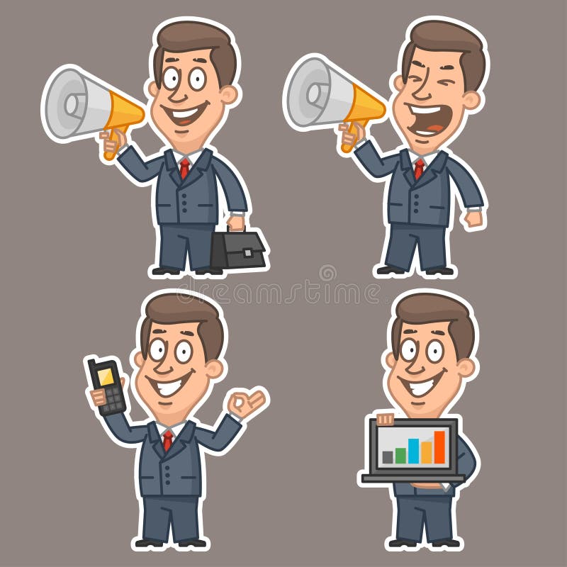 Fun Businessman Stickers Concept Set 2 Stock Vector - Illustration of ...