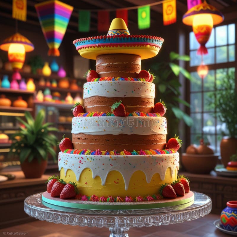 A Fun Cakes with Mexican Theme Stock Illustration - Illustration of ...