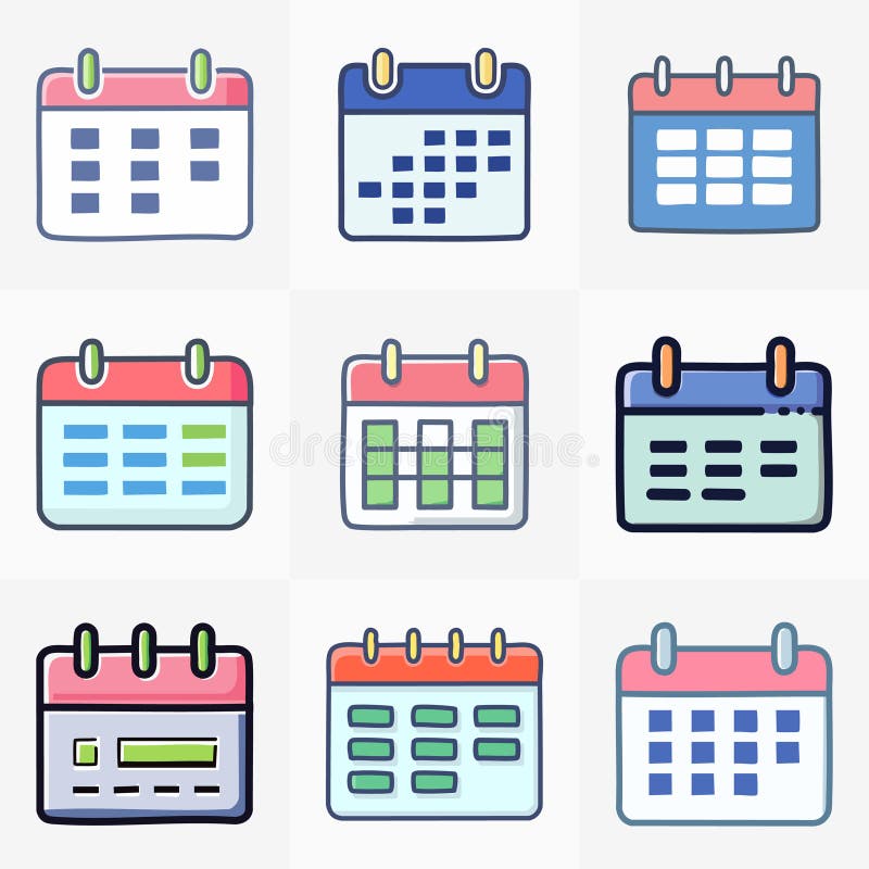Fun Calendar Symbols Vector Abstract Time Management Design Elements ...
