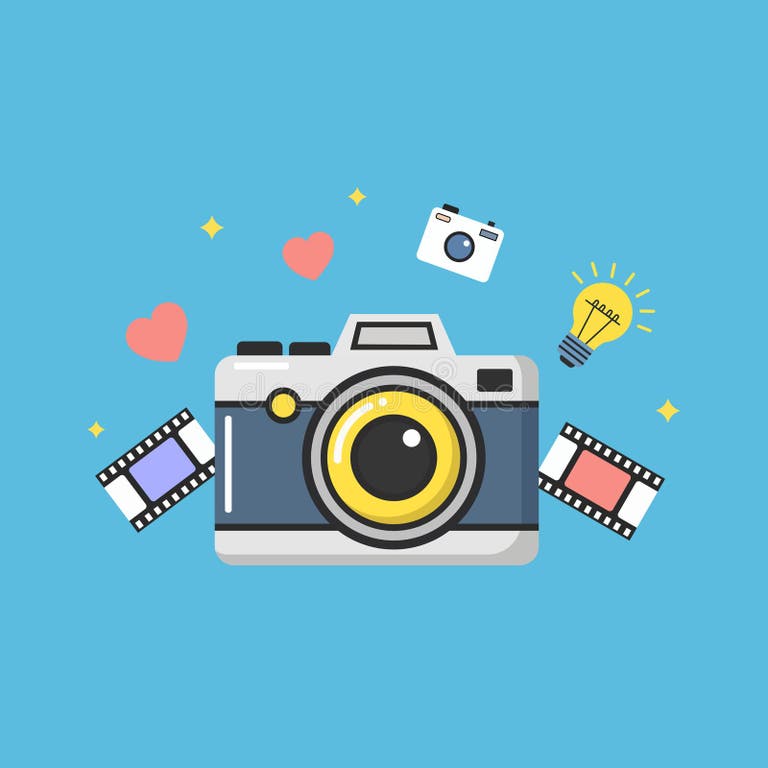 Vector Illustration of Fun Camera and Photo Camera Stock Illustration ...