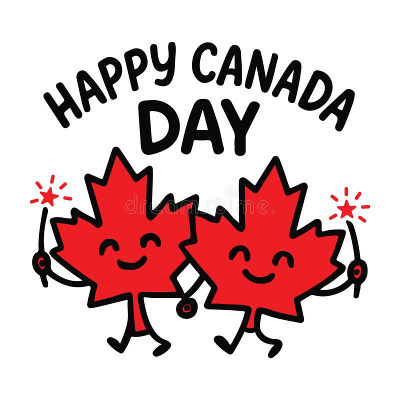 Fun Canada Day Illustration with Smiling Maple Leaves Stock Vector ...