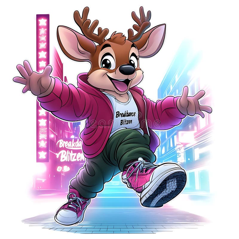 Fun Cartoon Character Dancing in Urban Setting Stock Illustration ...