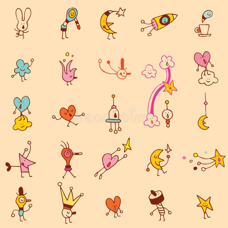 Fun Cartoon Characters Seamless Pattern Stock Vector - Illustration of ...