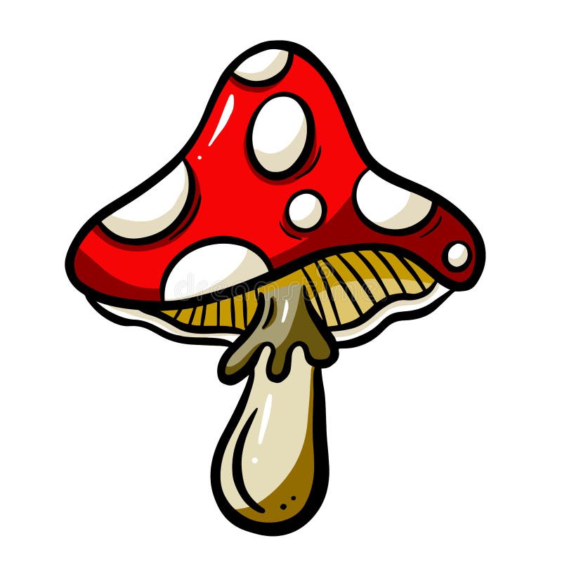 Fun Cartoon Mushroom Toadstool Character Vector Illustration Stock ...