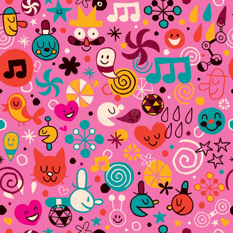 Fun cartoon pattern stock vector. Illustration of cute - 27383573