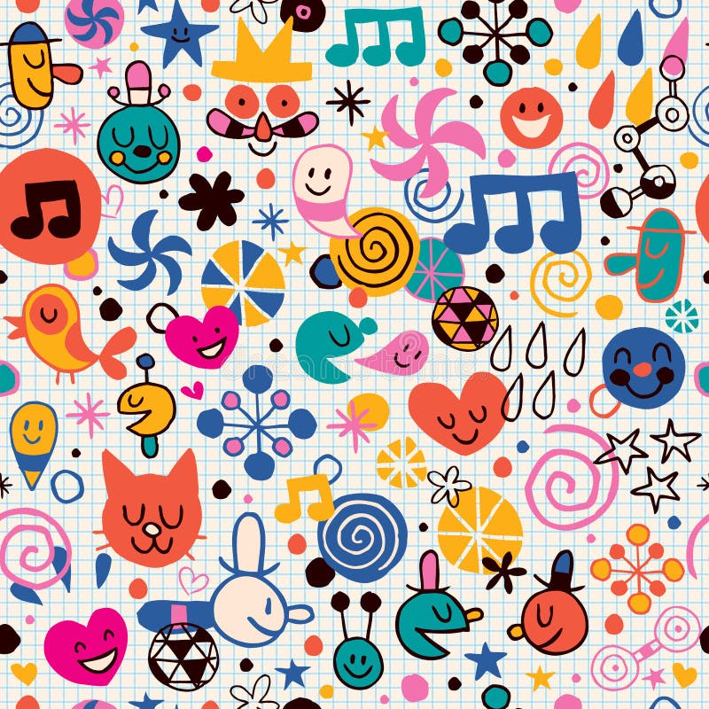 Fun cartoon pattern stock vector. Illustration of heart - 27384842