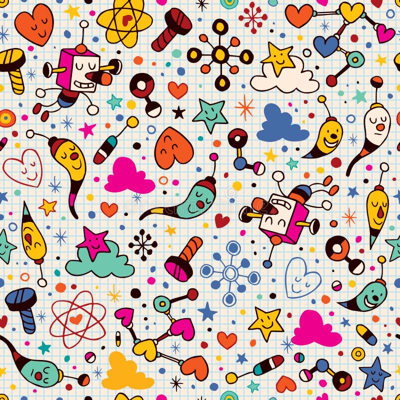 Fun cartoon pattern stock vector. Illustration of cloud - 28001637