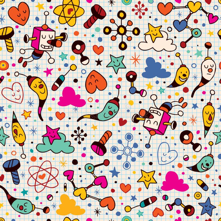 Fun cartoon pattern stock vector. Illustration of cloud - 28001637