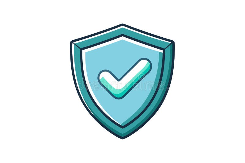 Fun Cartoon Style Shield Icon with a Bold Checkmark Symbolizing ...