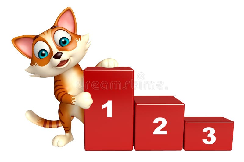 Fun Cat Cartoon Character with Level Stock Illustration - Illustration ...