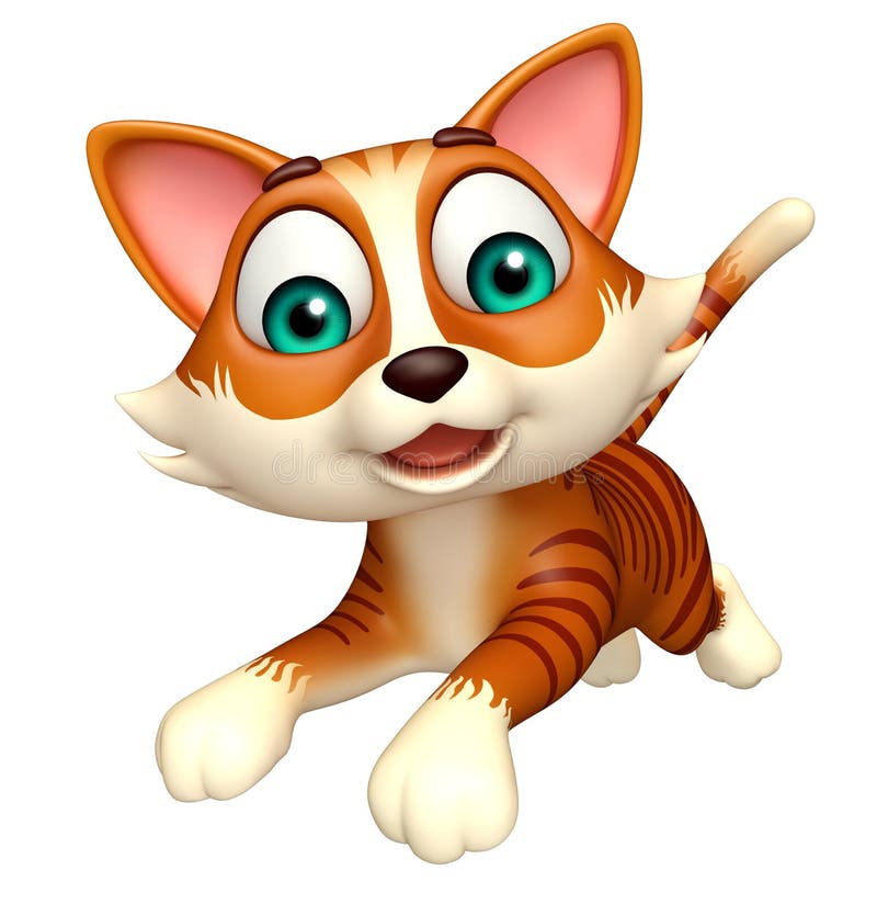 Fun Cat Funny Cartoon Character Stock Illustration - Illustration of ...