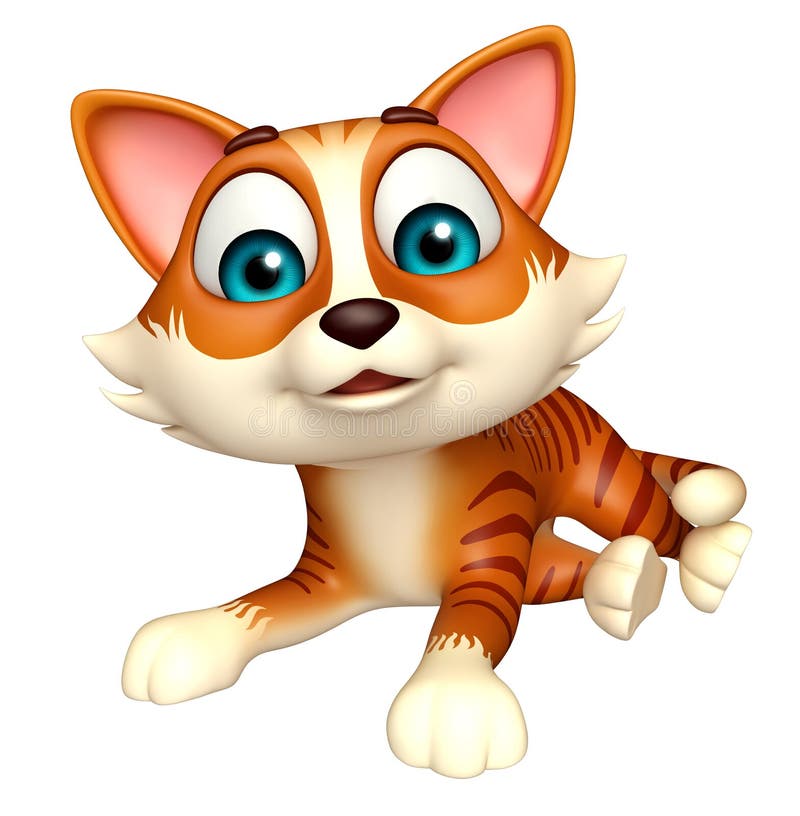 Fun Cat Funny Cartoon Character Stock Illustration - Illustration of ...