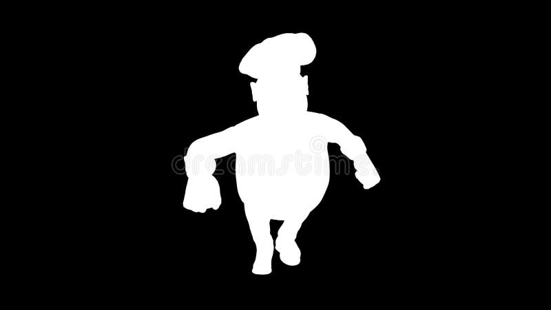 Fun Chef Fast Run Alpha Matte Front 3D Rendering Animation Stock Video ...