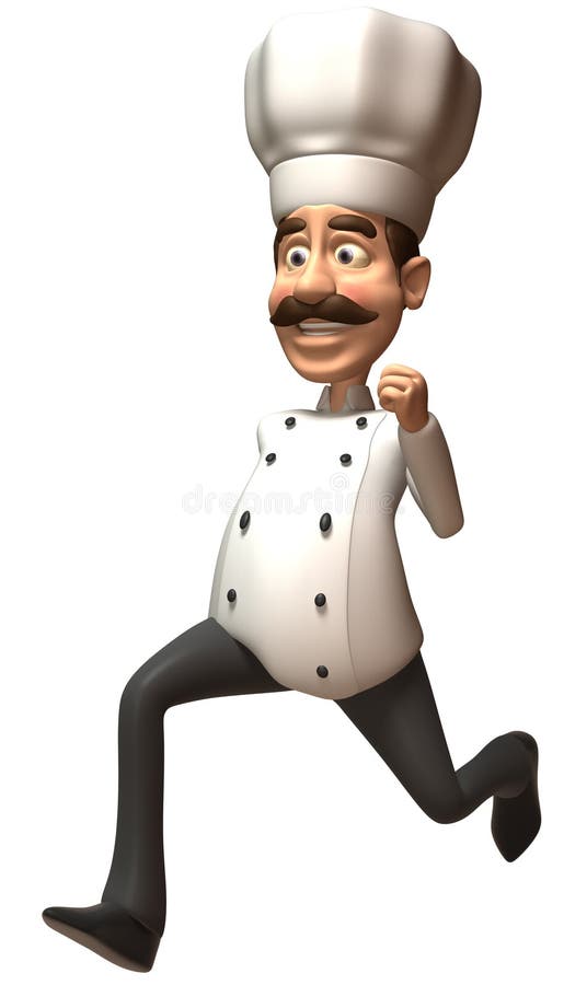 Fun chef running stock illustration. Illustration of kitchen - 5540307
