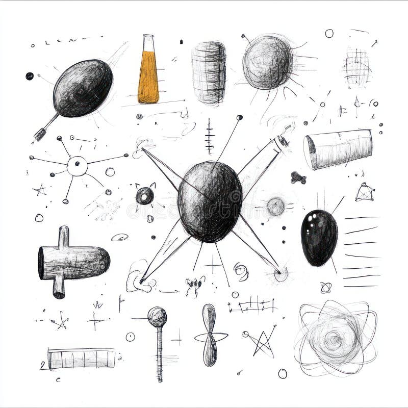 Fun Child Drawing of Atom Bonds Stock Illustration - Illustration of ...