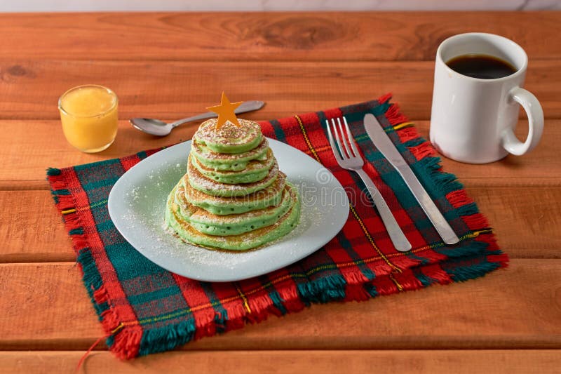 Fun Christmas Breakfast for Children. Pancakes in the Shape of a ...