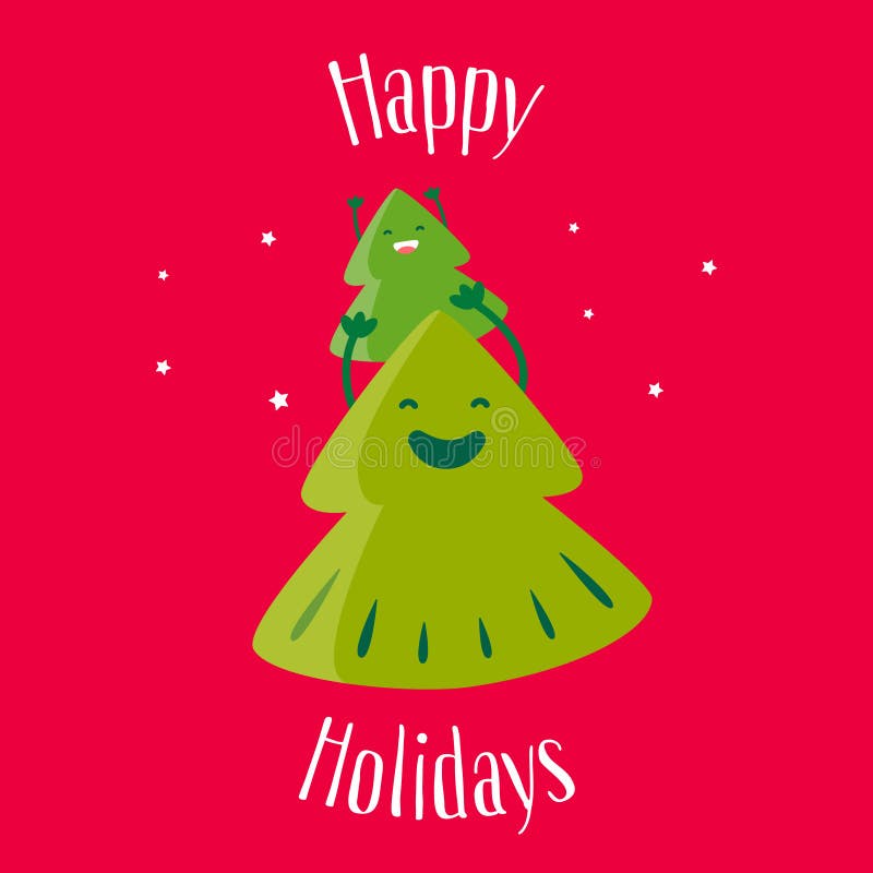 Fun Christmas Tree with Little Tree on Top. Happy Holidays Stock Vector ...