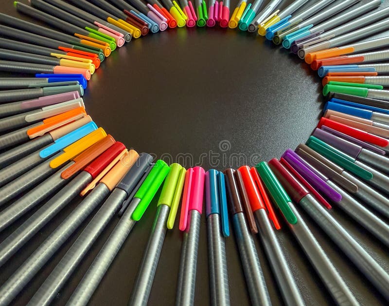 Fun circle of colored pens stock photo. Image of design - 352901786