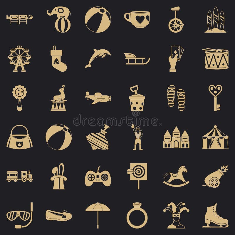 Fun Circus Icons Set, Simple Style Stock Vector - Illustration of ...