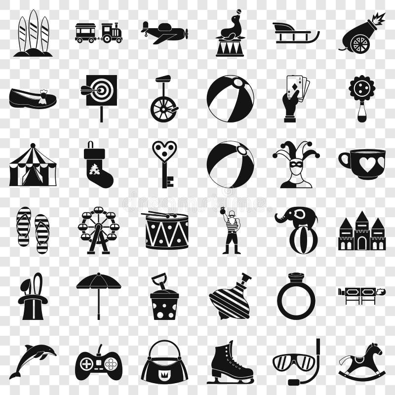 Fun Circus Icons Set, Simple Style Stock Vector - Illustration of ...