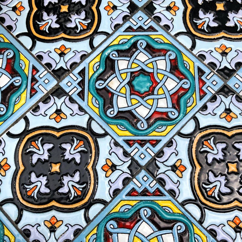 Closeup of a Ceramic Tile with Arabic Pattern Stock Photo - Image of ...