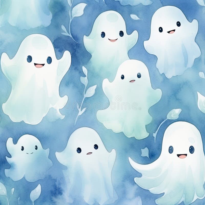 Colored Ghosts Seamless Pattern. Generative AI Stock Illustration ...