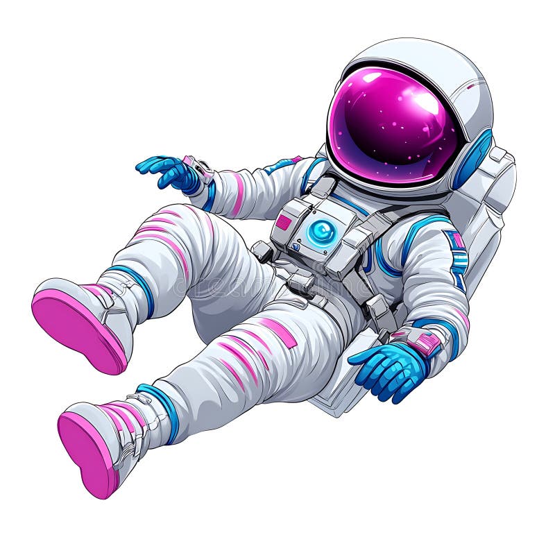 Cartoon Spaceman Floating in Zero Gravity Stock Illustration ...