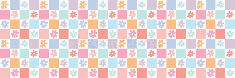 Fun Colorful Daisy Check Modern Floral Checked Vector Banner Stock ...