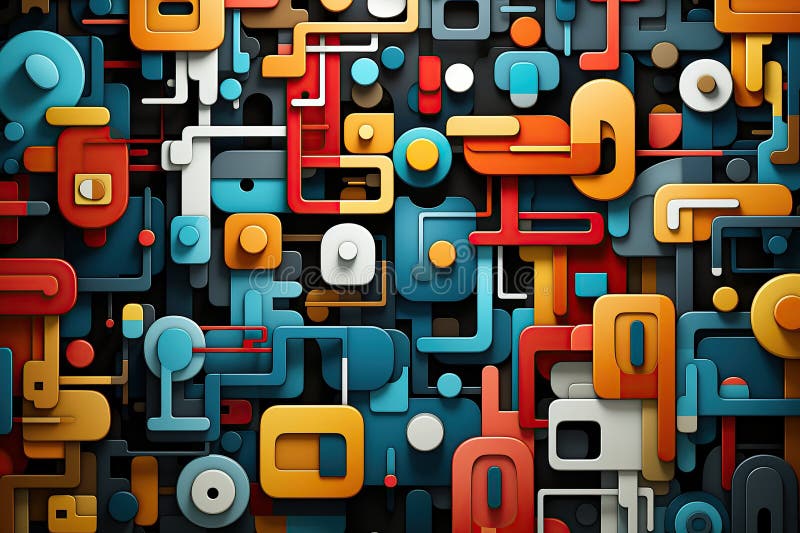 Fun Colorful Geometric Shape Stock Illustration - Illustration of ...