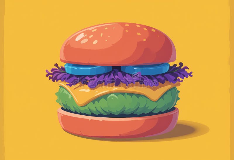 Fun, Colorful Illustration of a Cartoon Burger Stock Illustration ...
