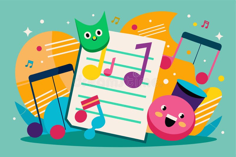A Fun, Colorful Illustration with Music Notes, a Smiling Owl, and a ...