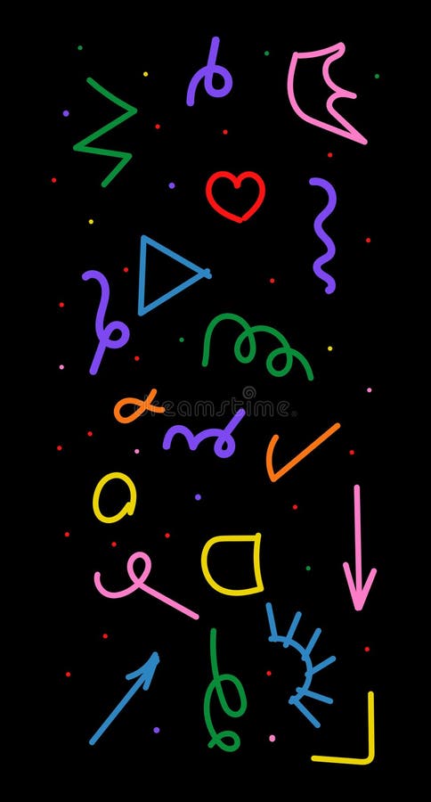 Fun Colorful Line Doodle Pattern. Creative Style Art Children or ...