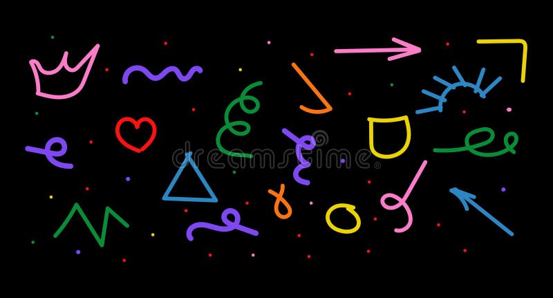 Fun Colorful Line Doodle Pattern. Creative Style Art Children or ...