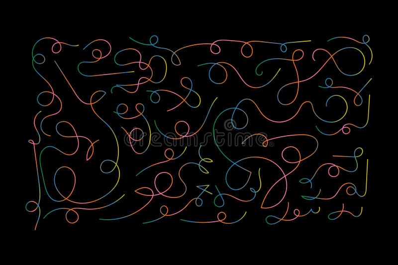Fun Colorful Line Doodle Pattern. Creative Style Art Children or ...