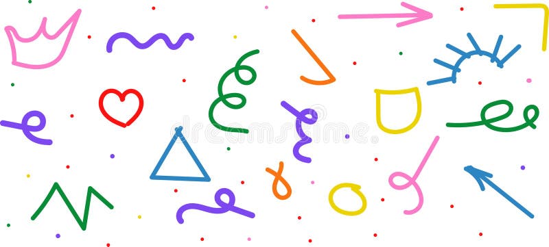 Fun Colorful Line Doodle Pattern. Creative Style Art Children or ...