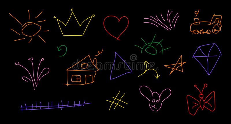 Fun Colorful Line Doodle Pattern. Creative Style Art Children or ...