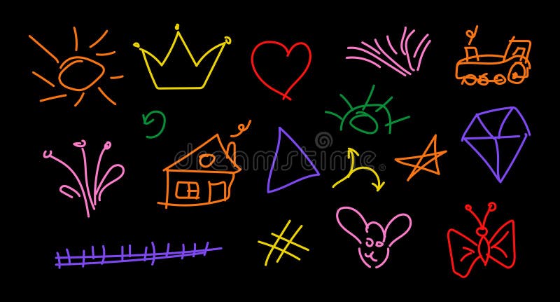 Fun Colorful Line Doodle Pattern. Creative Style Art Children or ...