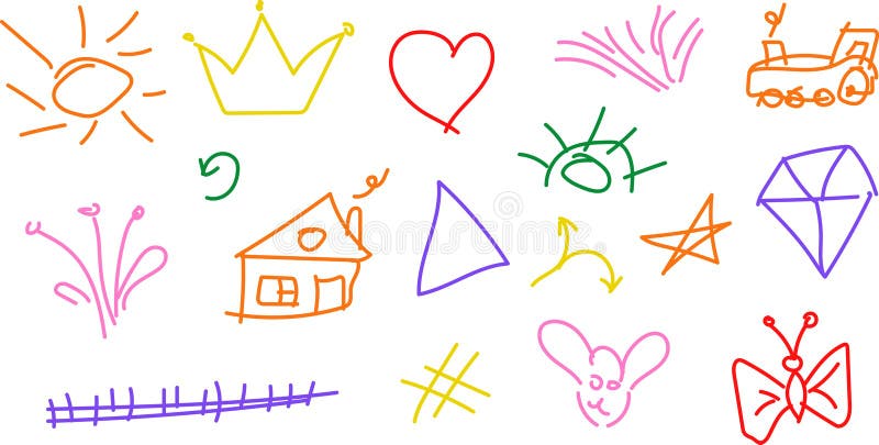 Fun Colorful Line Doodle Pattern. Creative Style Art Children or Childish Skribbl Trendy Design ...