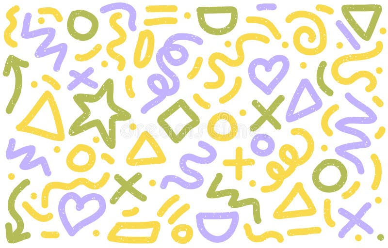 Fun Colorful Line Doodle Seamless Pattern Background with Minimalist ...