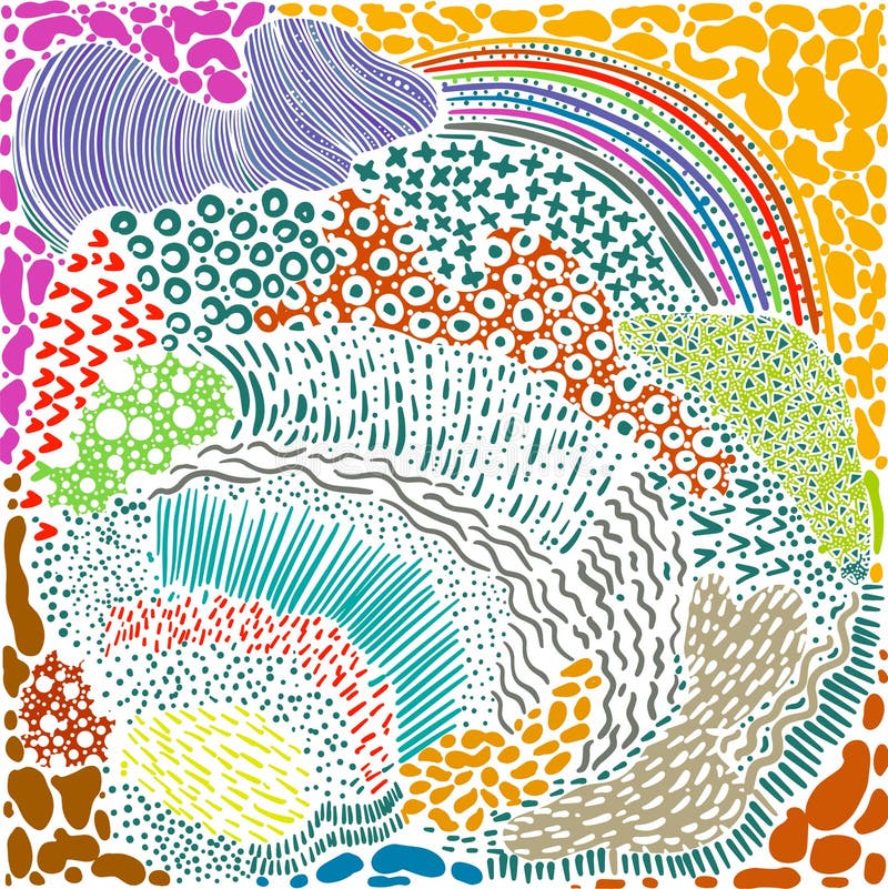 Fun Colorful Line Doodle Seamless Pattern. Creative Abstract Art ...
