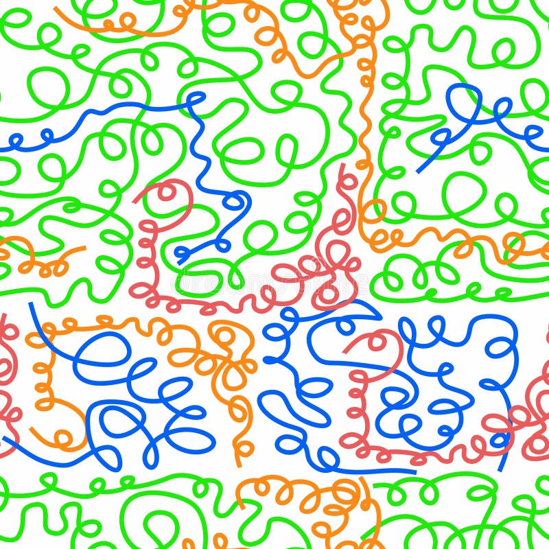 Fun Colorful Line Scribble Doodle Seamless Pattern. Stock Vector ...